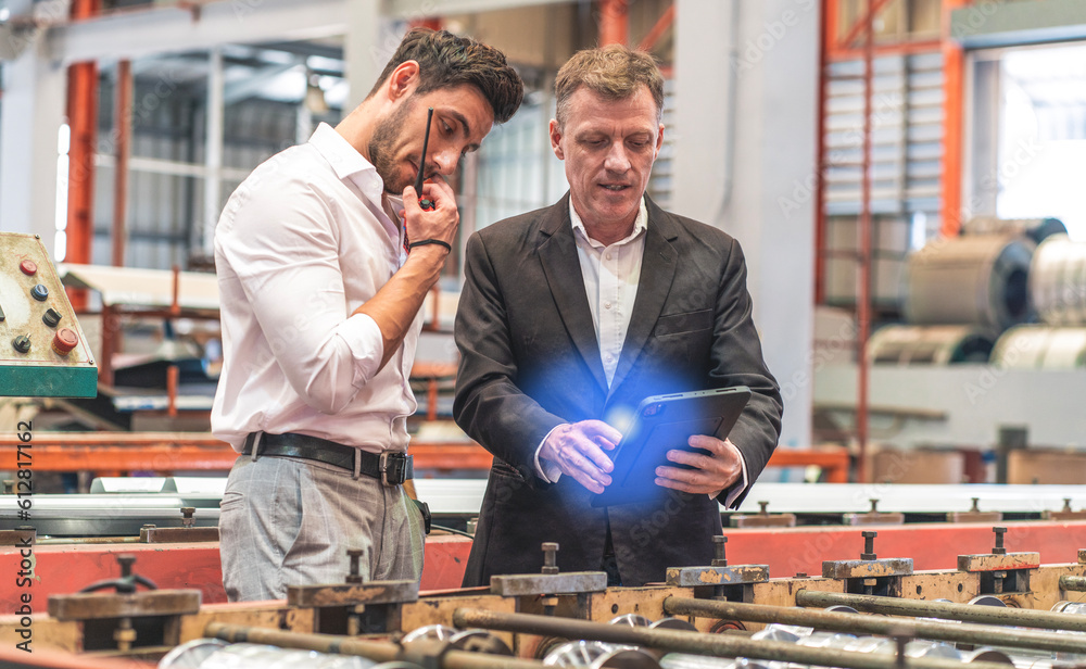 Product research and development employee Caucasian man holding and ...