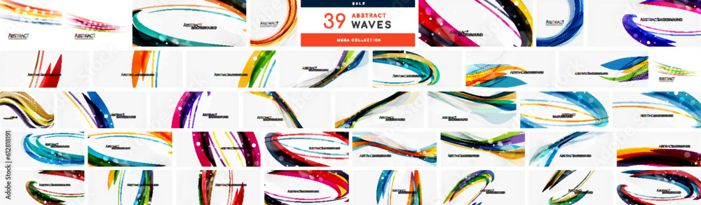 Mega collection of abstract curve line backgrounds. Backdrop bundle for ...