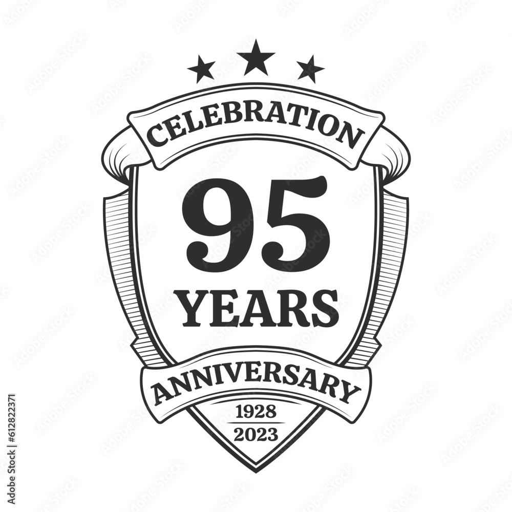 95 year anniversary icon or logo. 95th yubilee celebration, business ...
