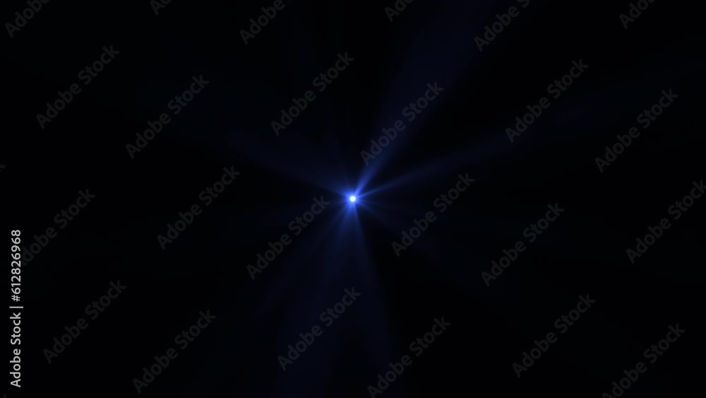 Blue optical lens flares shine rays transition abstract background ...