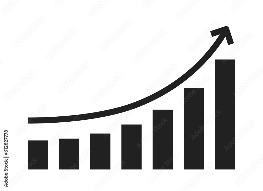 Statistics graph moving up growth monochrome flat vector element. Bar ...