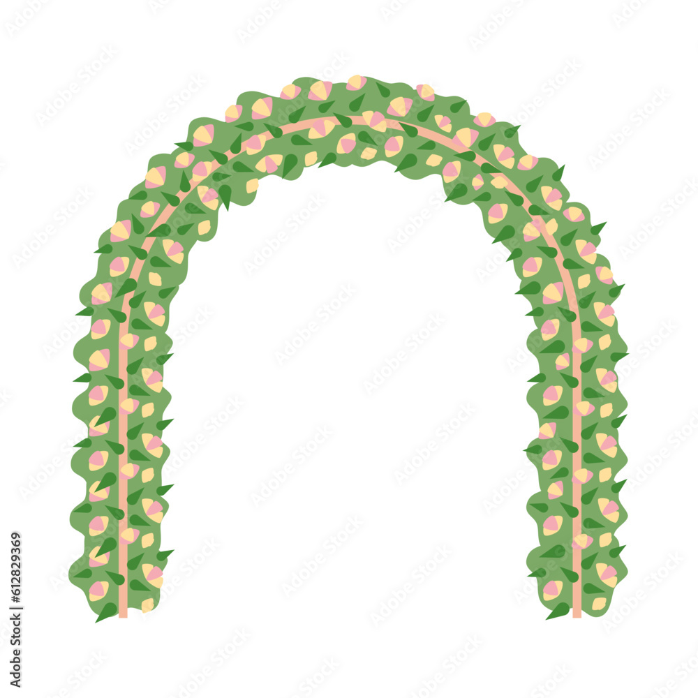 Flowers arch semi flat colour vector object. Wedding altar decor ...
