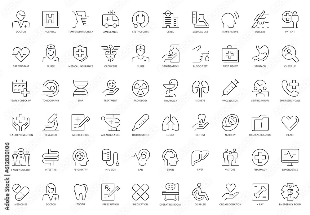 Medical Black and White Icons Set Stock Template | Adobe Stock