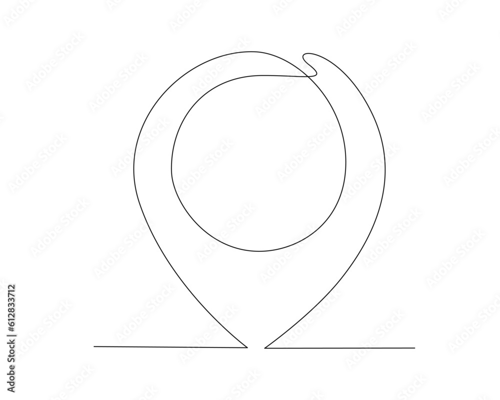 Continuous one line drawing of map pin pointer. Map pointer line art vector illustration ...