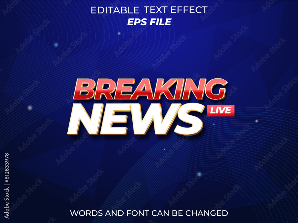 breaking news text effect, font editable, typography, 3d text. vector ...