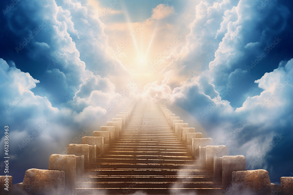Stairway Leading Up To Heavenly Sky Toward The Light Image ai generate ...