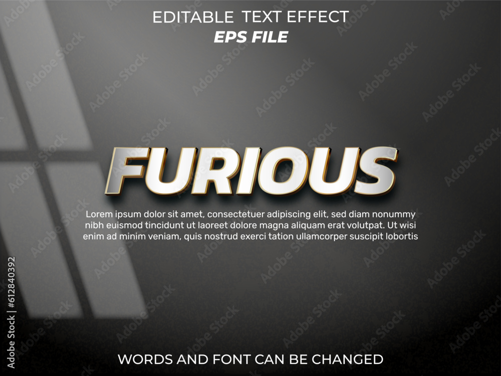 furious text effect, font editable, typography, 3d text. vector ...