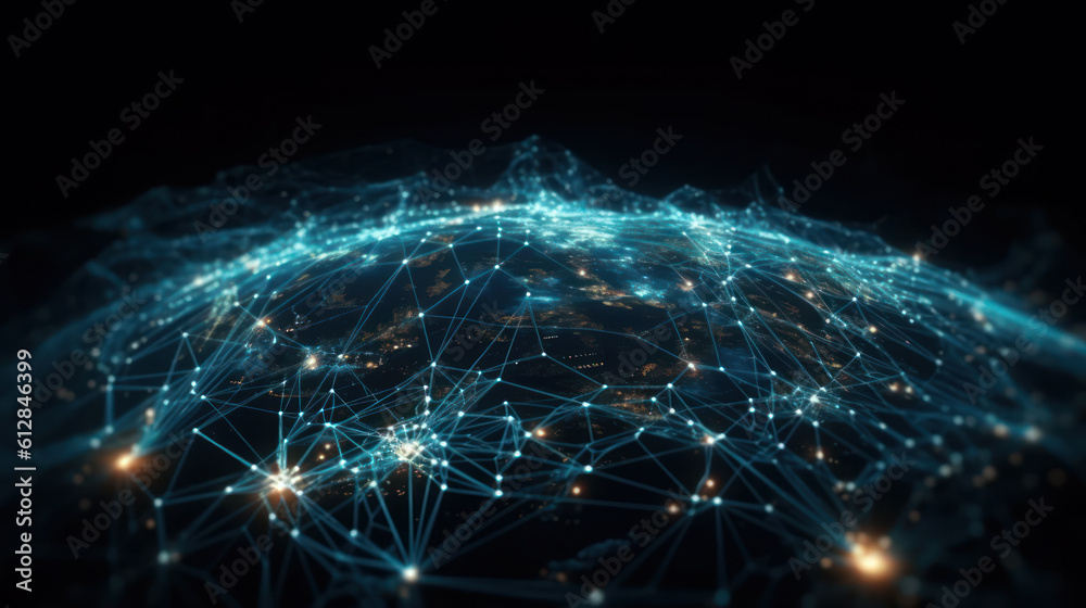 Interconnectedness of the modern world through technology. Network of ...