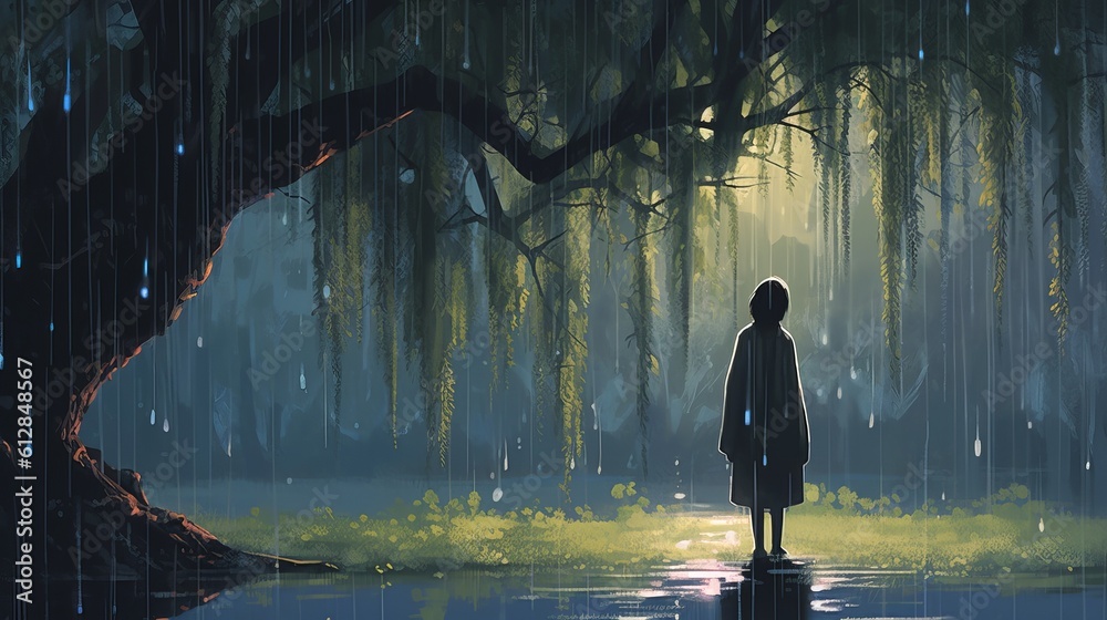 Melancholic Anime Wallpaper: Captivating Artwork Depicting a Lone ...