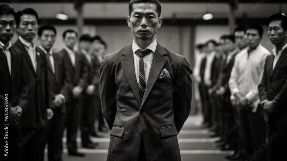 Portrait of a Yakuza team members. Japanese mafia man concept ...