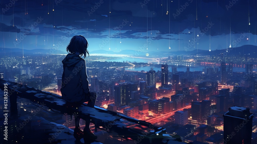 girl in the night, captivating anime HD wallpaper: embrace solitude and ...