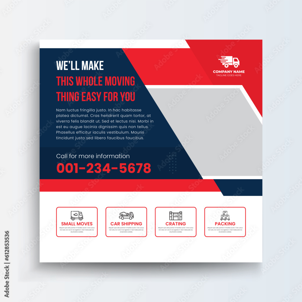 Moving service social media post and web banner design template real ...