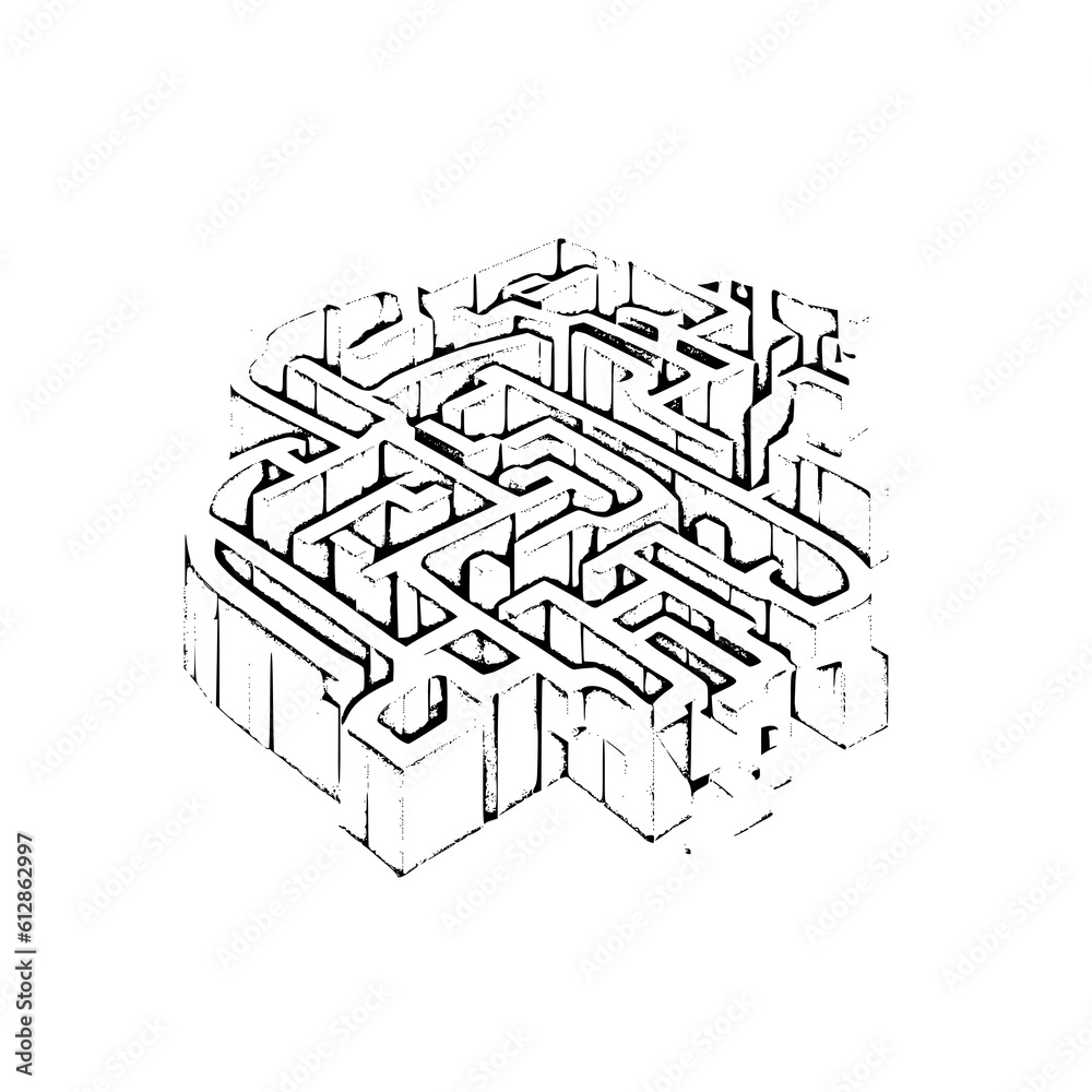 Isolated maze black outline sketch, maze black clipart, maze line art ...