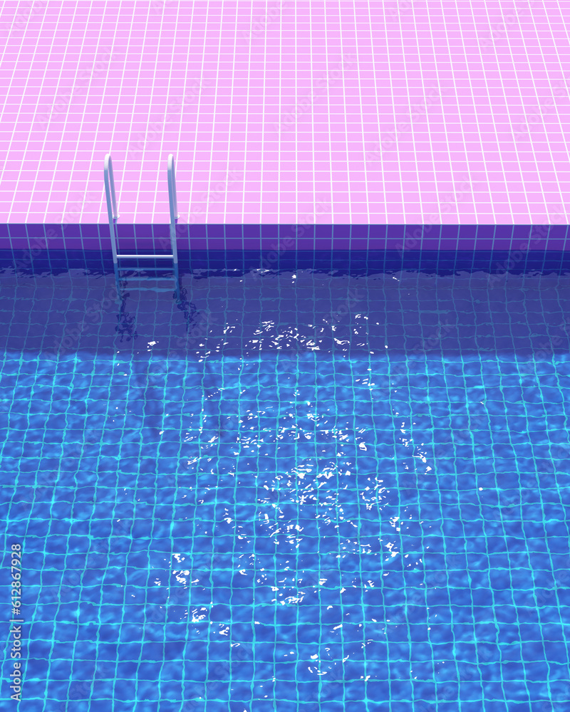 Swimming Pool Clear Blue Water Pink Poolside Tiles White Ladder Luxury ...