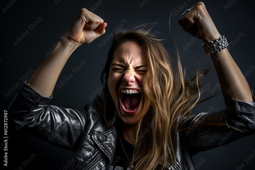 Lifestyle portrait photography of a satisfied girl in her 30s making a ...