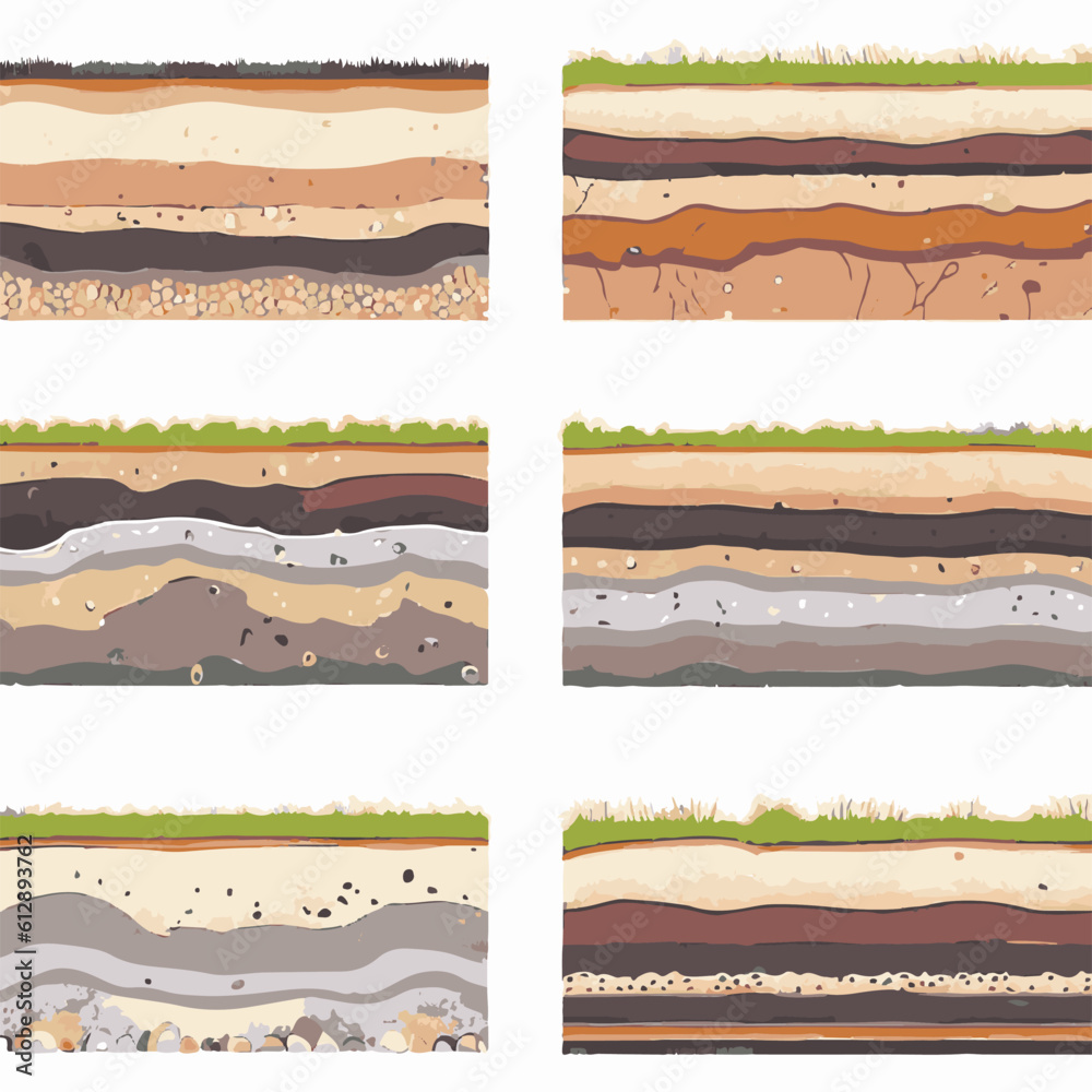 Seamless ground cross sections,layers under earth underground textures ...