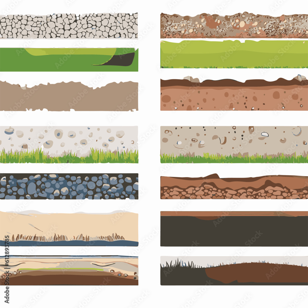 Vetor de Seamless ground cross sections,layers under earth underground ...