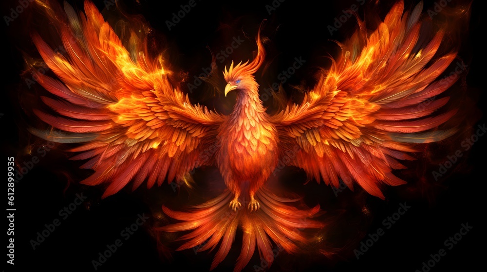 Majestic Phoenix Rising from Ashes in Brilliant Hues - Generative AI ...