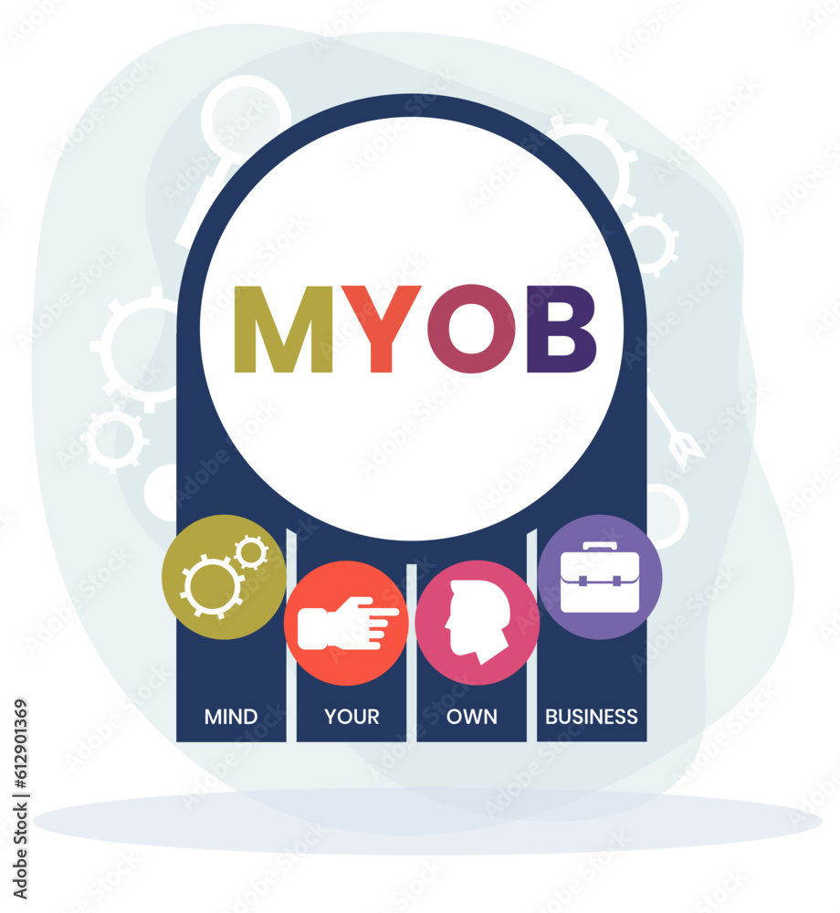 MYOB - Mind Your Own Business acronym. business concept background ...