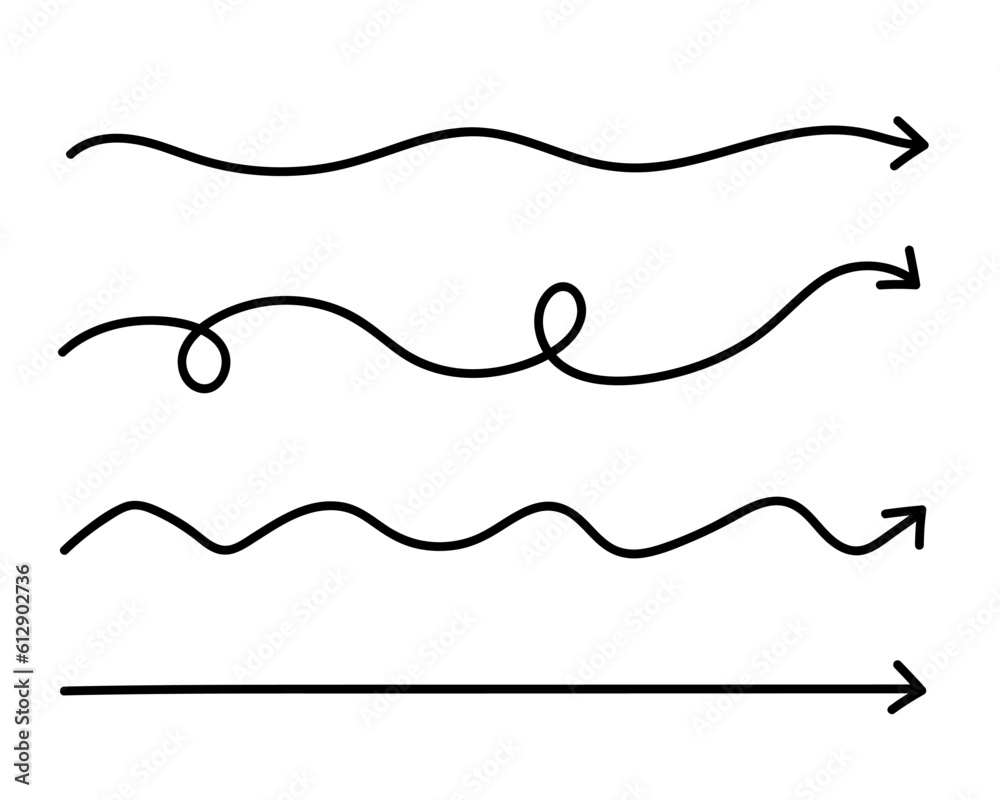 Black curly arrows isolated on a transparent background. Arrows of ...