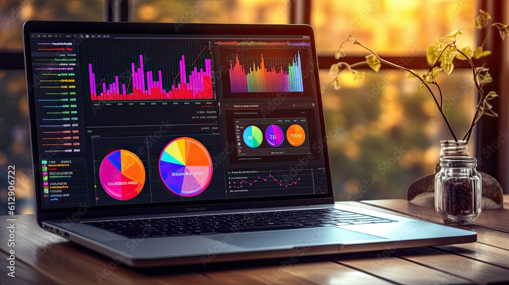 Computer laptop and dashboard for data business analysis and Data ...