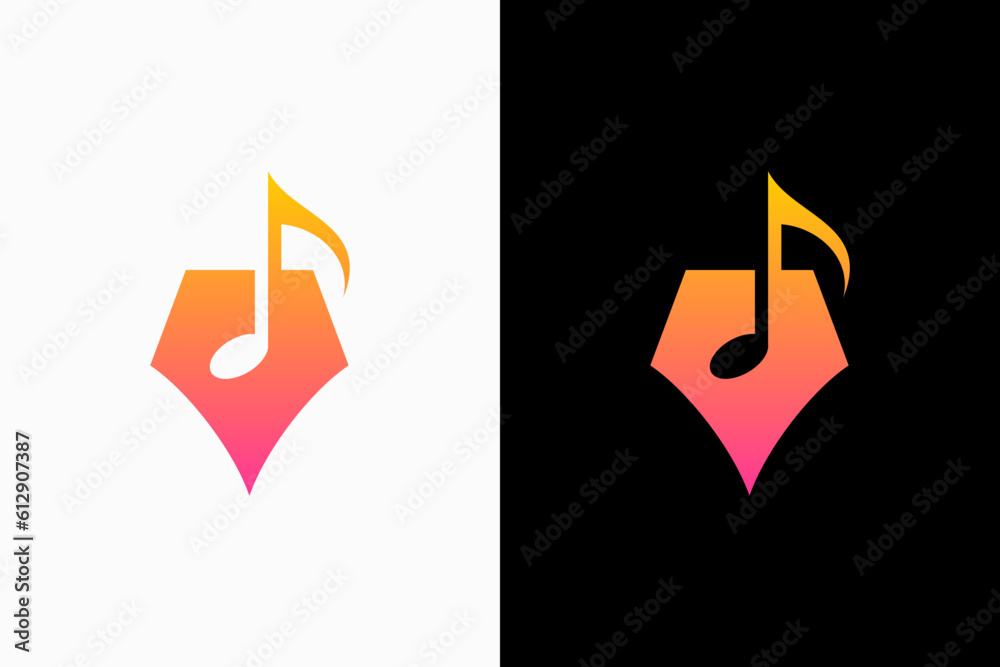 music notes and pen logo vector premium template Stock Vector | Adobe Stock
