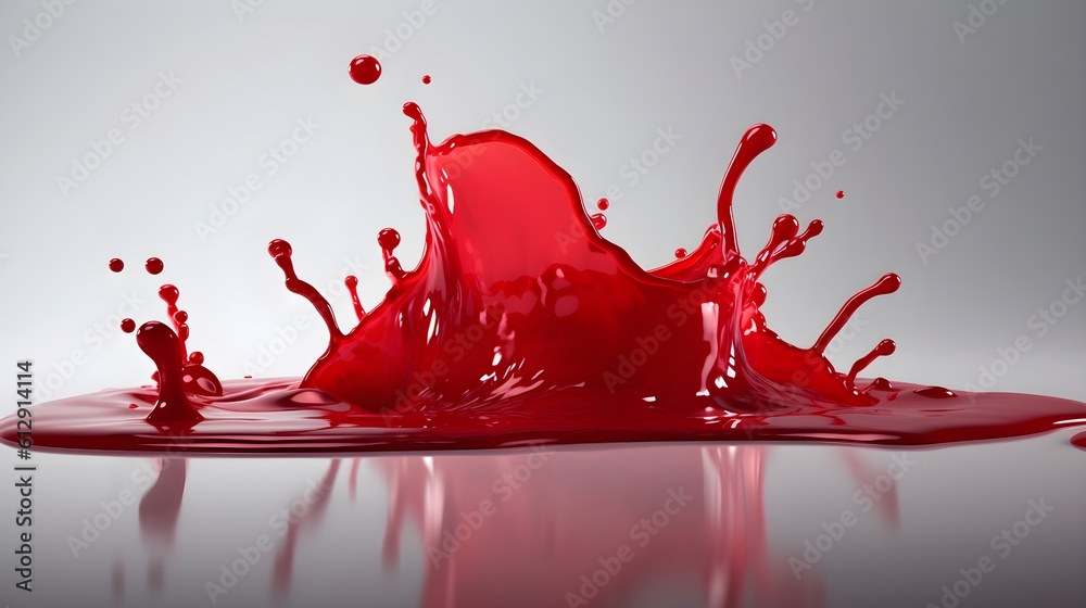 Red transparent thick liquid fall and splashing at surface studio ...