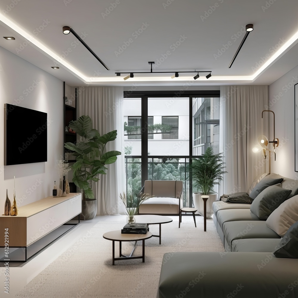 The living room decoration design is modern and simple, with a width of ...