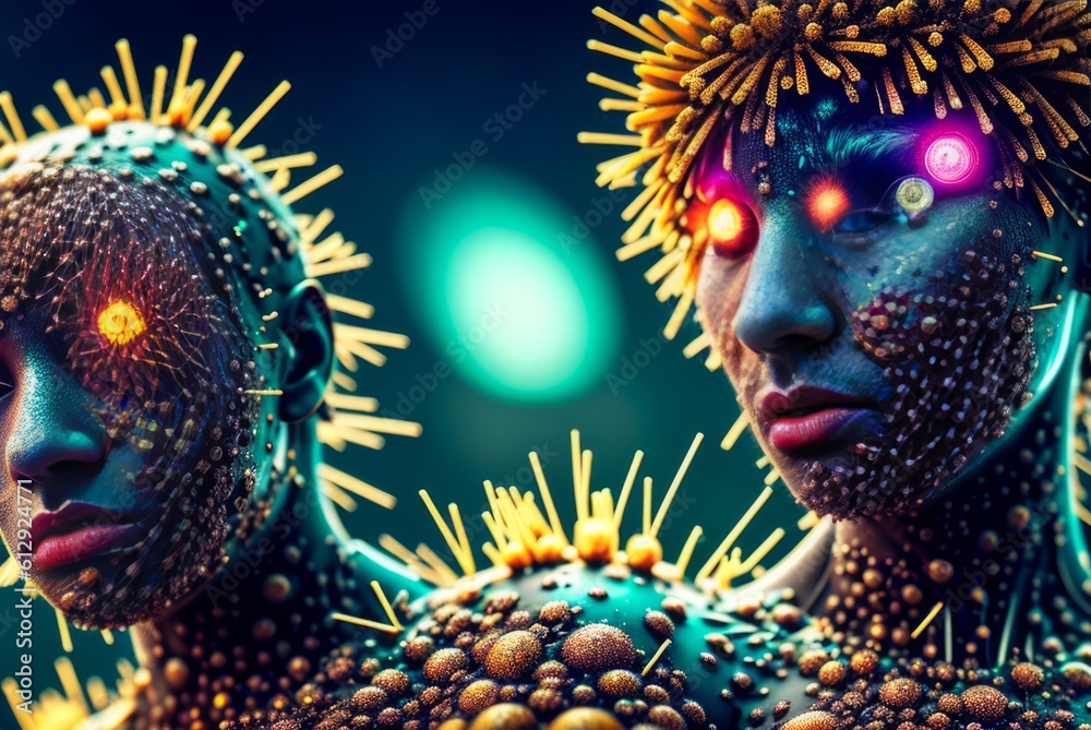 Virus or bacteria infection represented by a human with pseudo x-ray ...