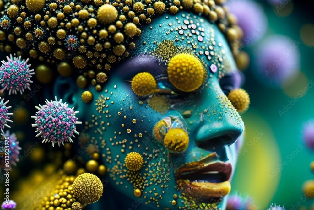 Virus or bacteria infection represented by a human with pseudo x-ray ...