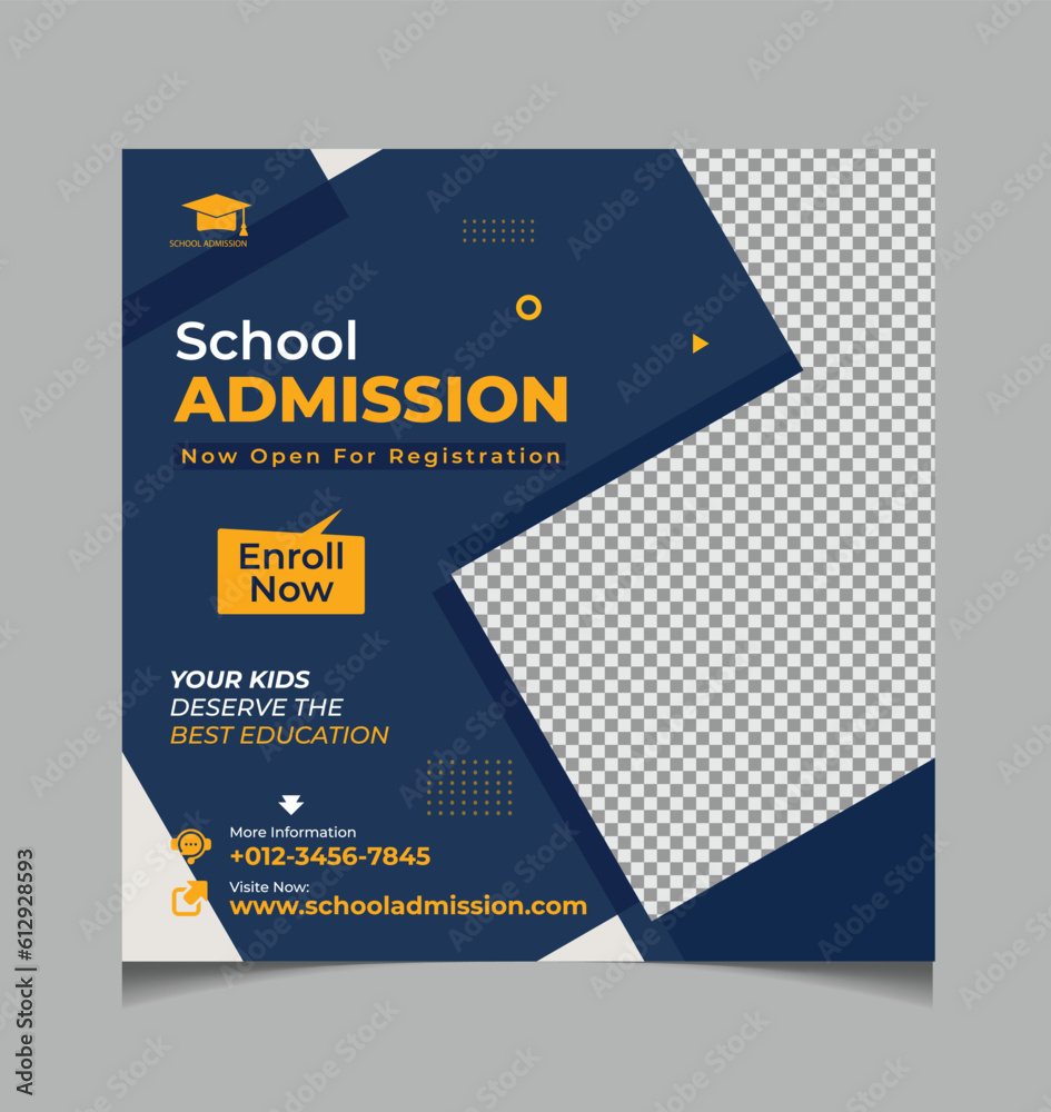 School admission social media post design. Back to school social media ...