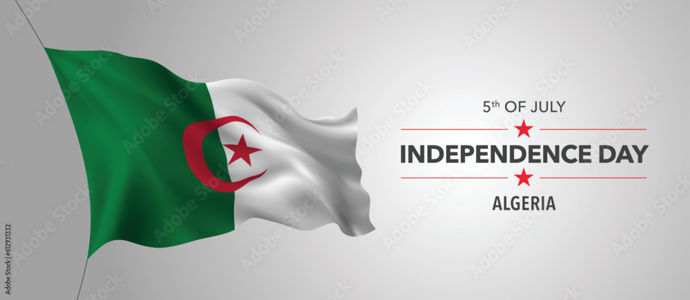 Algeria happy independence day greeting card, banner with template text ...