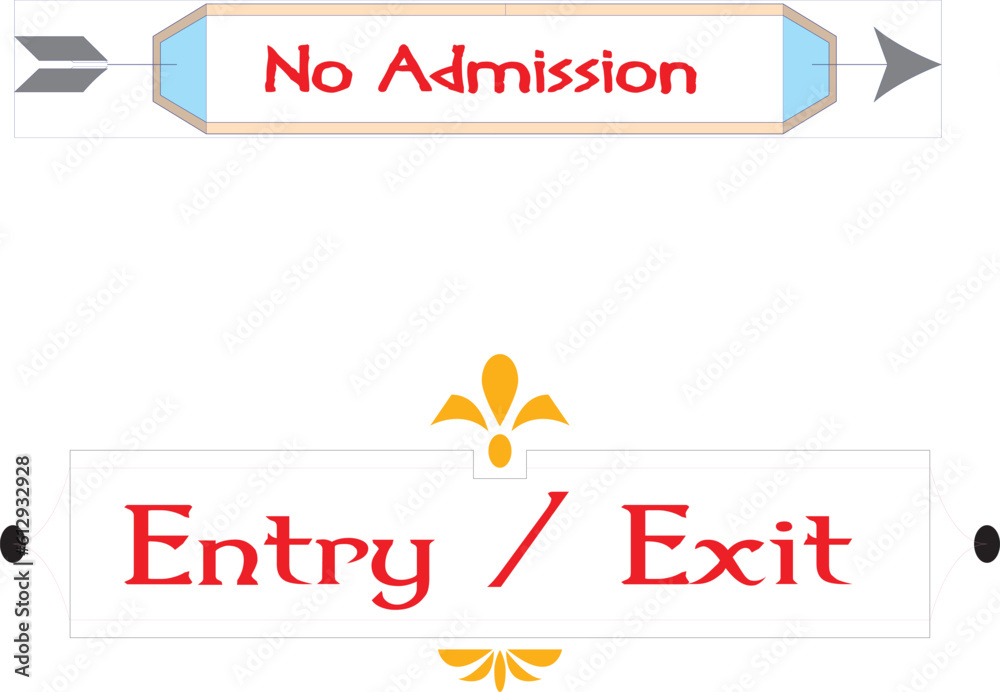 No entry road signs. no entry admission sign, exit and entry Vector ...