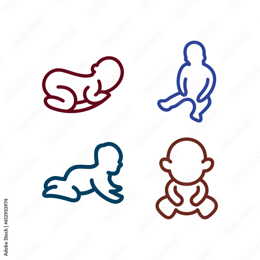 set of cute baby line logo design, cute logo design template Stock ...