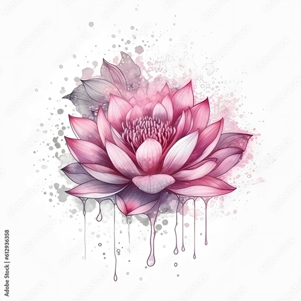 flor loto, ilustracion, dibujo espiritual, pastel, rosa, celeste, lila ...