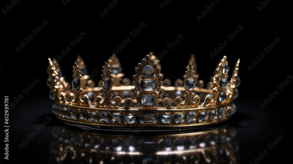 A magnificent crown of king or queen decorated with precious stones. A ...
