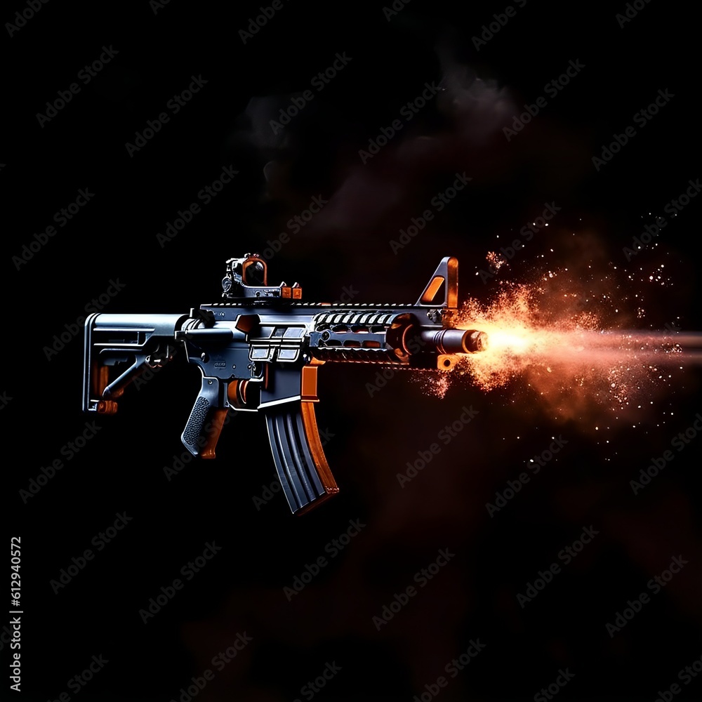 Firing assault rifle shooting. Generative AI Stock Illustration | Adobe ...