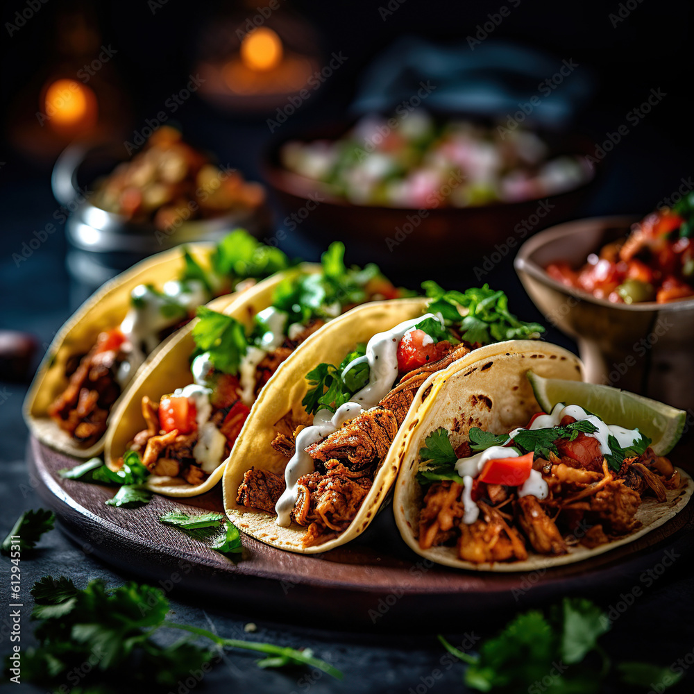 Tacos mexicanos con carne, tomates y queso. Taco de carne, comida ...