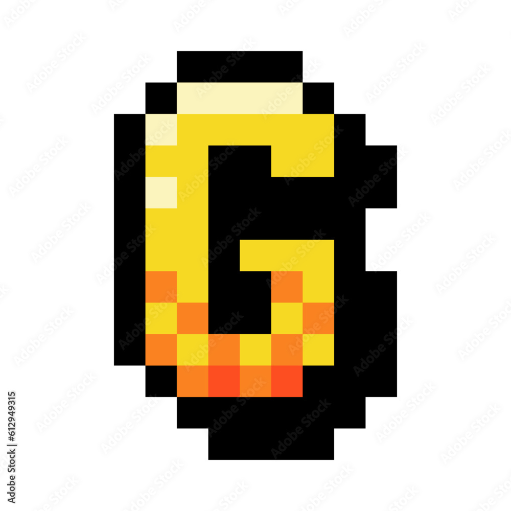 Pixel 8 Bit Uppercase Letter G as Font and Alphabet Vector Illustration ...