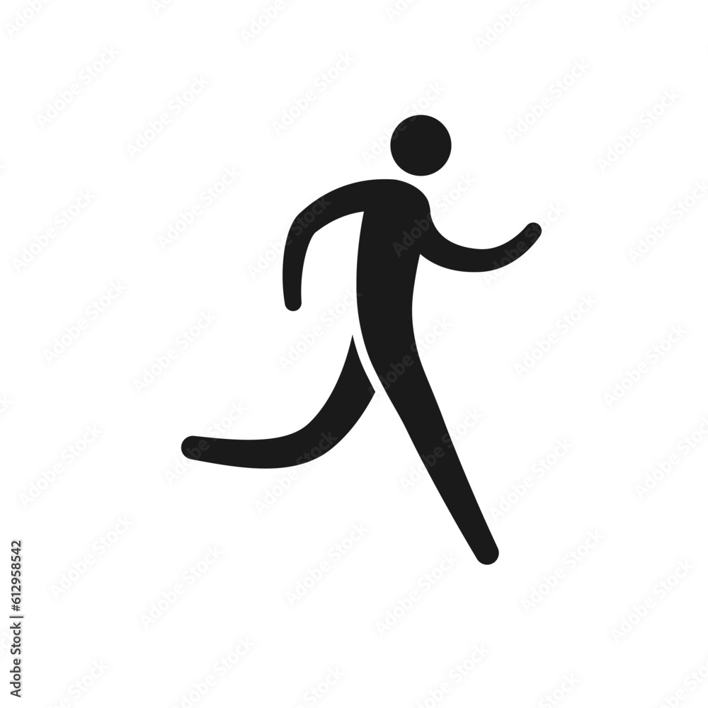 Running stick figure icon. Clipart image isolated on white background ...