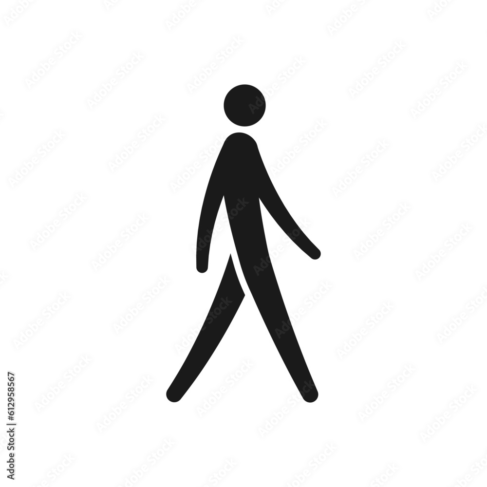 Walking stick figure icon. Clipart image isolated on white background ...