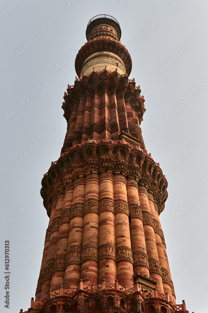 Qutb Minar minaret tower part Qutb complex in South Delhi, India, big ...