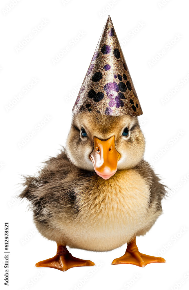 Duck with party hat isolated on a transparant background, clipart for ...
