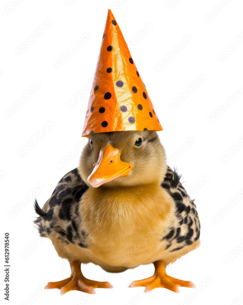 Duck with party hat isolated on a transparant background, clipart for ...