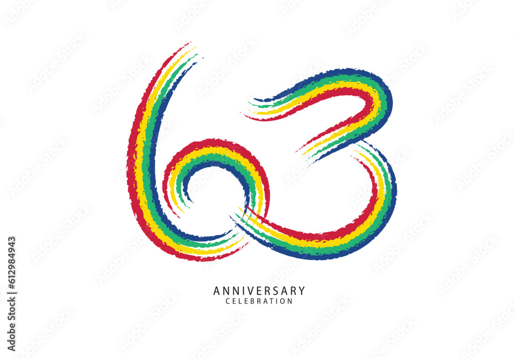 63 years anniversary celebration logotype colorful line vector, 63th ...