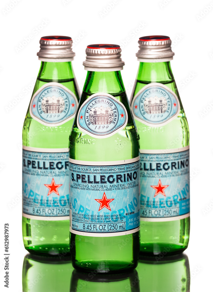 Chicago, USA - June 15, 2023: S. Pellegrino sparkling natural mineral ...