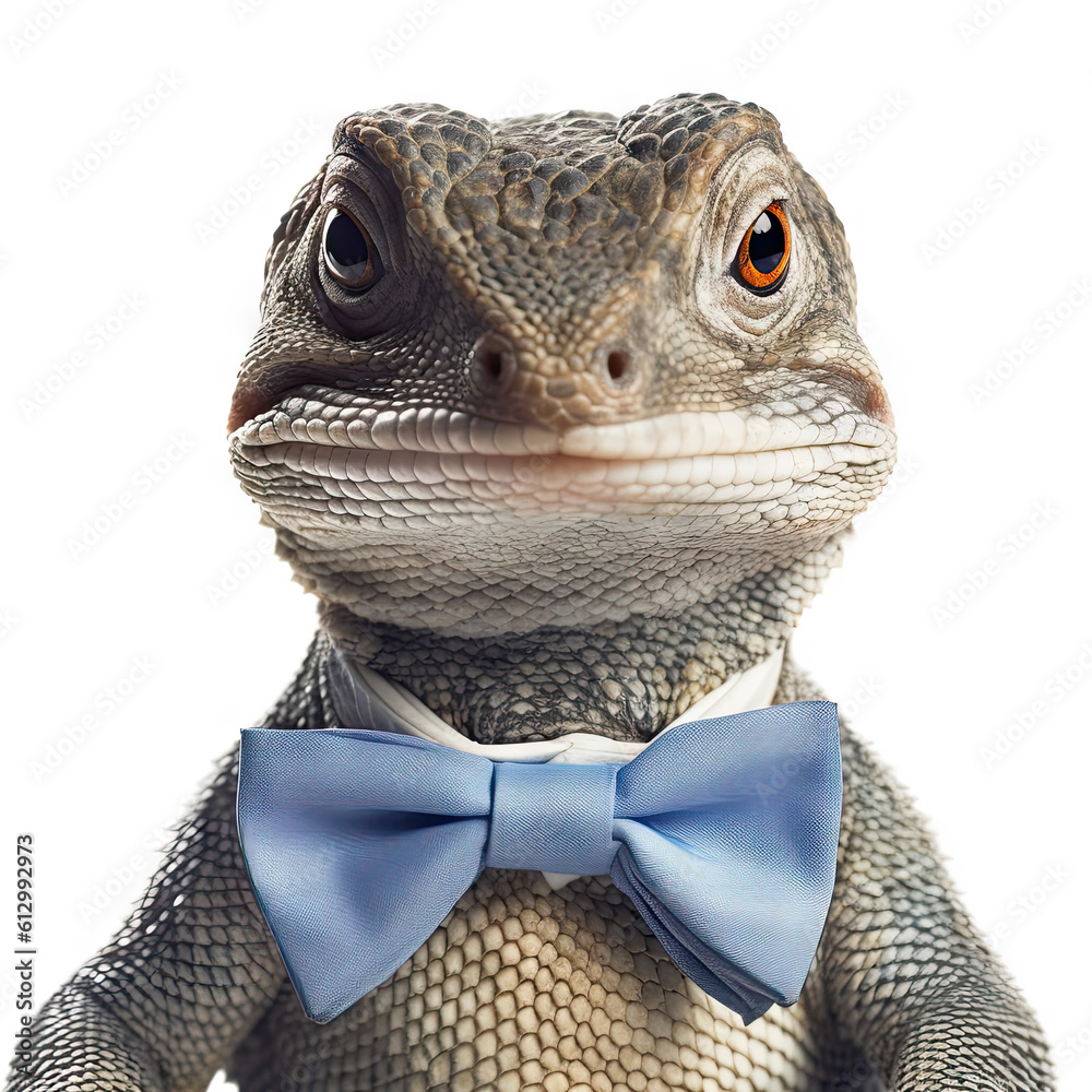 Adorable Cute Baby Lizard Animal in a Bow Tie Close Up Portrait on ...