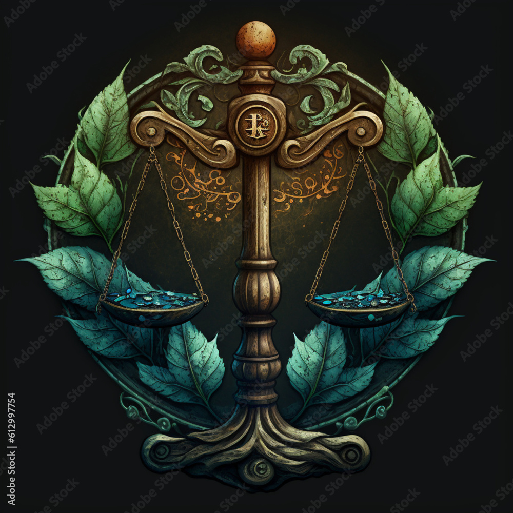 Vintage scales - illustration of the symbol of justice and balance. in ...