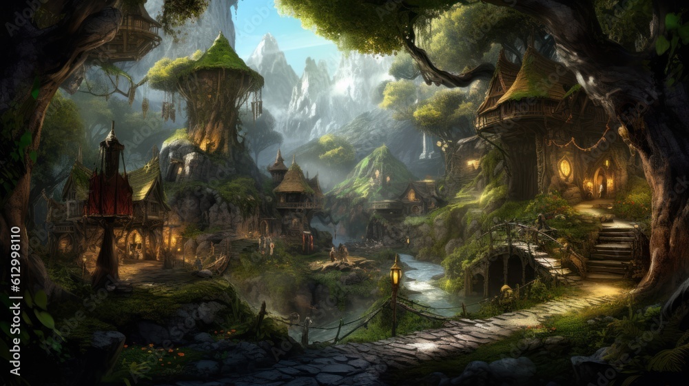 MMORPG game art environment Stock Illustration | Adobe Stock