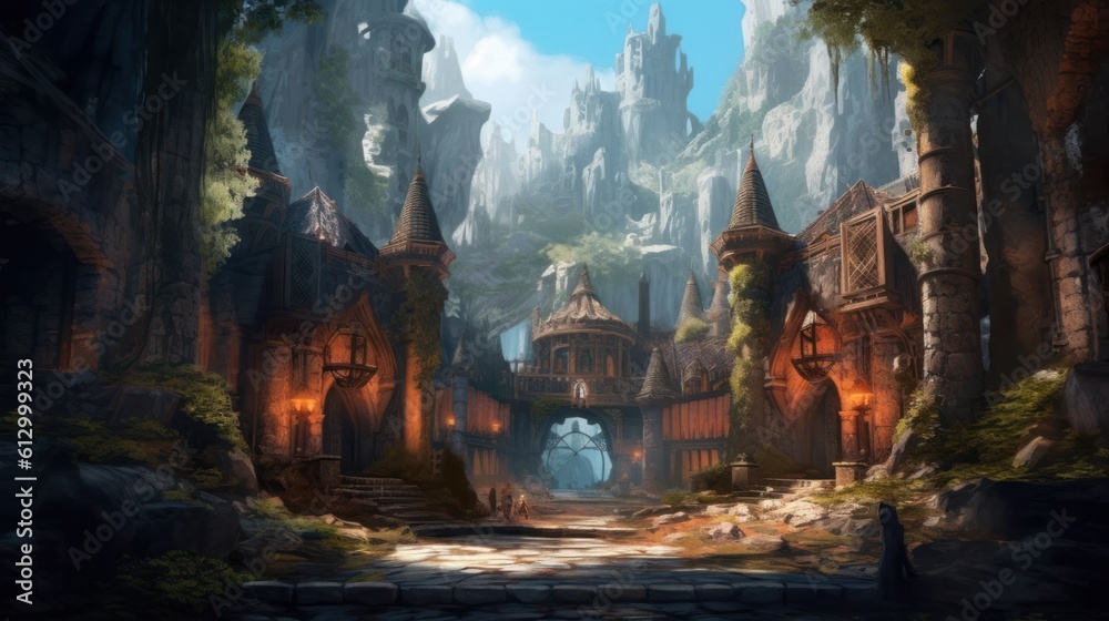 MMORPG game art environment Stock Illustration | Adobe Stock